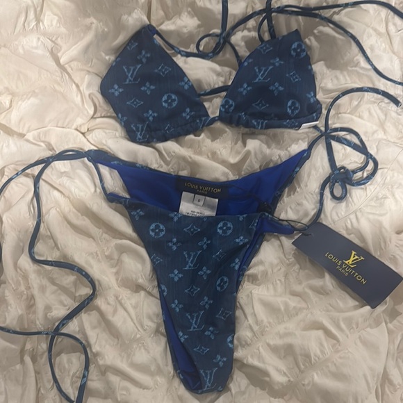 Louis Vuitton | Swim | Louis Vuitton Navy Monogram Bikini Swimwear ...